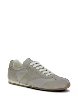Prada Suede Panelled Lace-up Sneakers - Grey