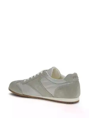 Prada Suede Panelled Lace-up Sneakers - Grey