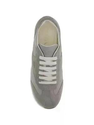 Prada Suede Panelled Lace-up Sneakers - Grey