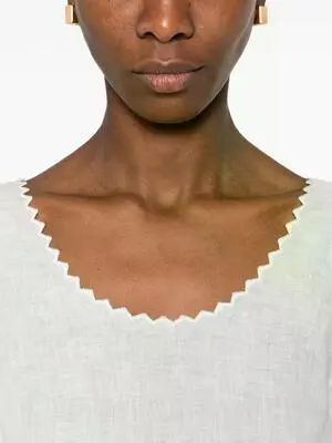 FORTE_FORTE Scallop Trim Sleeveless Top - White