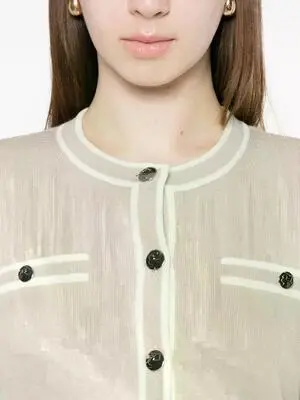 Tory Burch Buttoned Cardigan With Trim Detail - Grey
