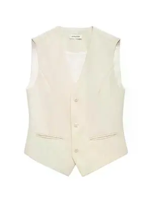 ANINE BING Mario Button V-neck Waistcoat - Neutrals