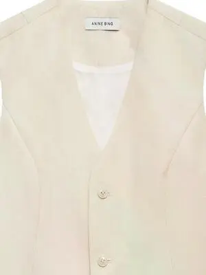 ANINE BING Mario Button V-neck Waistcoat - Neutrals