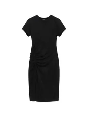 ANINE BING Vida Gathered Slit Midi Dress - Black