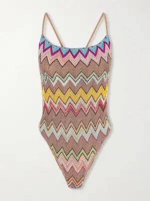 Missoni Striped Metallic Crochet-knit One-piece Swimsuit - Multi