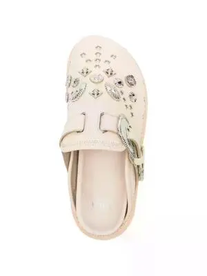 TOGA VIRILIS Embellished Leather Buckled Slippers