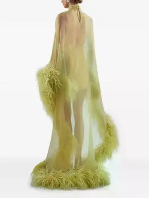 TALLER MARMO Daisy Feathered Kaftan Dress
