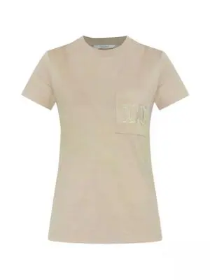 Max Mara Logo Embroidered Pocket T-shirt - Neutrals