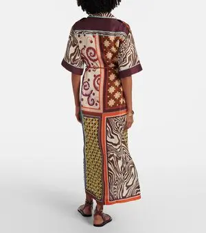ALEMAIS Wilson Printed Linen And Silk Shirt Dress