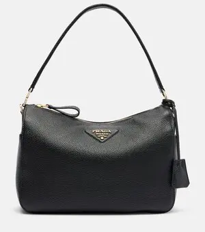 Prada Medium Leather Shoulder Bag - Black