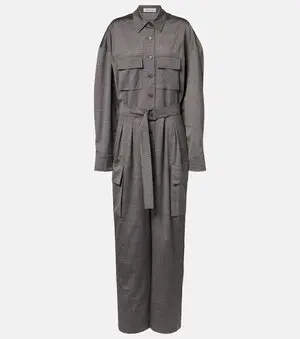 THE FRANKIE SHOP Linda Belted Jumpsuit In Melange - Grey
