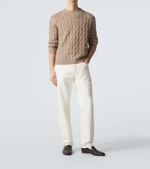 Zegna Cable-knit Linen, Cashmere, And Silk Sweater - Beige