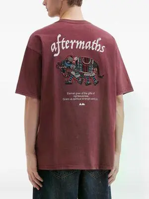 AFTERMATHS Elephant-embroidered T-shirt - Red