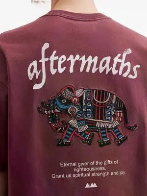 AFTERMATHS Elephant-embroidered T-shirt - Red