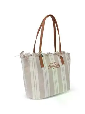 MC2 SAINT BARTH Striped Fringed Tote Bag - Neutrals