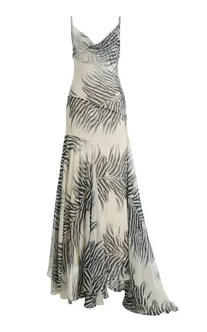DE LA VALI Attica Zebra Chiffon Maxi Dress - Multi