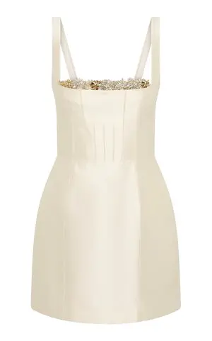 Rachel Gilbert Ludovica Embellished Wool-silk Mini Dress - Ivory