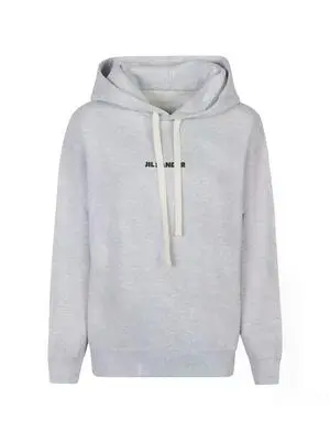 JIL SANDER Cotton Hooded Sweatshirt - Grey