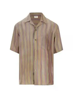 Saint Laurent Striped-pattern Chest-pocket Shirt - Neutrals