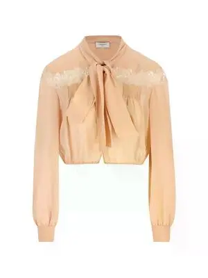 Saint Laurent Lavallière Lace-detail Blouse - Neutrals