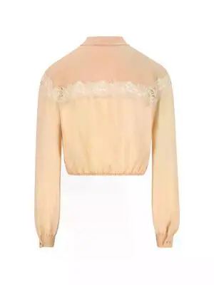 Saint Laurent Lavallière Lace-detail Blouse - Neutrals