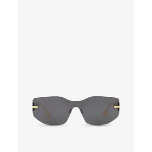 Fendi Rectangle Frame Tinted Metal Sunglasses - Gold