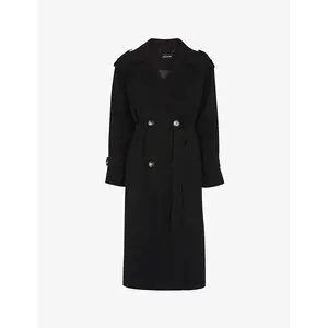 Whistles Riley Belted Woven Trench Coat - Black