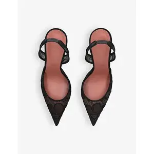 Amina Muaddi Holli 95 Lace Sling-back Pointed Toe Courts