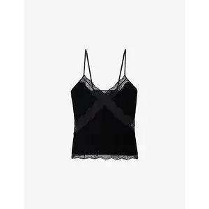Zadig&Voltaire Lace-embroidered Velvet Cami Top
