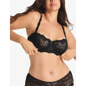 SAVAGE X FENTY Romantic Corded Lace Unlined Balconette Bra - Caviar