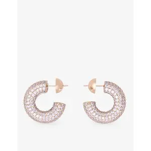 Maje Half-hoop Rhodium-plated And Crystal Earrings - Gold Silver