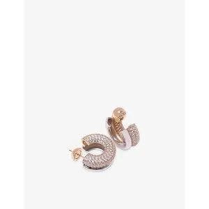 Maje Half-hoop Rhodium-plated And Crystal Earrings - Gold Silver