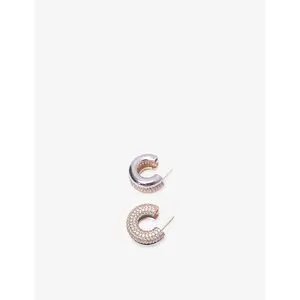 Maje Half-hoop Rhodium-plated And Crystal Earrings - Gold Silver