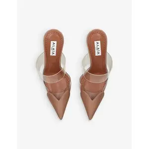 Alaïa Cœur 90 Patent Leather Pointed Toe Mules - Blush