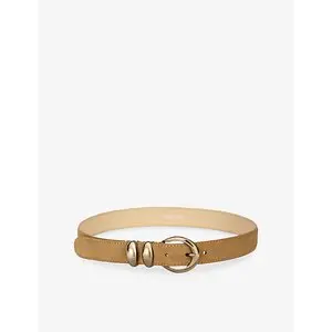 Sandro Suede Buckle Belt - Beige