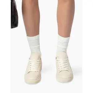Zadig&Voltaire Leather Low-top Trainers With Wing Embroidery - Flash