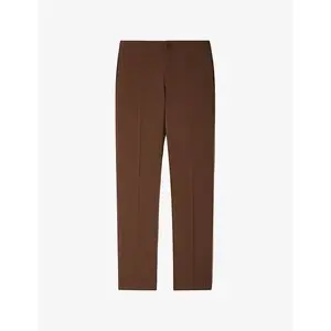 Sandro High-Rise Stretch-Jersey Trousers Nut
