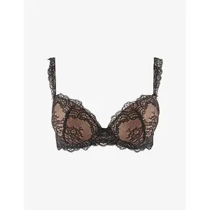 AUBADE Danse Moulded Plunge Lace Bra - Black