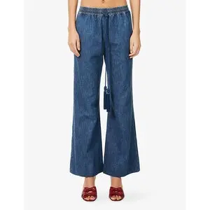 Valentino Garavani Drawstring Wide-leg Denim Trousers