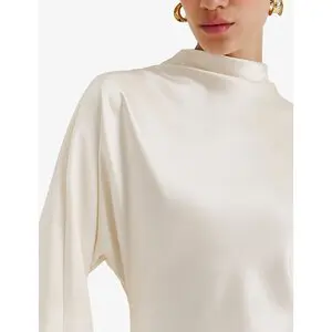 MALINA Zora Long-sleeve Satin Midi Dress