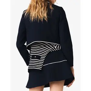 Maje Cropped Jacket With Contrast Trim - Navy