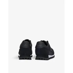 BOSS Logo-embossed Mesh And Suede Low-top Trainers - Black
