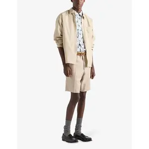 Prada Loose-fit Zip-up Cotton Shirt - Neutral