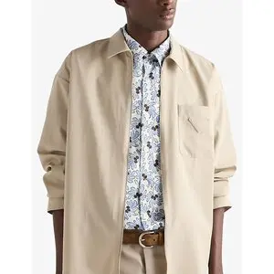 Prada Loose-fit Zip-up Cotton Shirt - Neutral