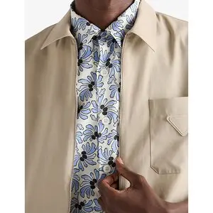 Prada Loose-fit Zip-up Cotton Shirt - Neutral