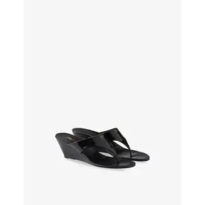 Prada Patent Leather Thong Wedge Sandals