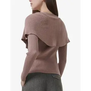 LEEM Ribbed Knit Jumper With Cape Detail