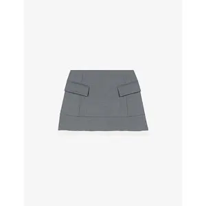 Maje Ruffle-hem Wool-blend Mini Skirt - Grey