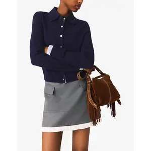 Maje Ruffle-hem Wool-blend Mini Skirt - Grey