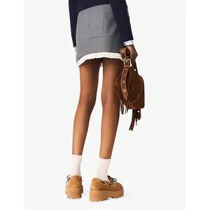 Maje Ruffle-hem Wool-blend Mini Skirt - Grey